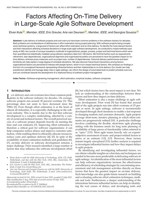 Pdf Factors Affecting On Time Delivery In Large Scale Agile Software Development