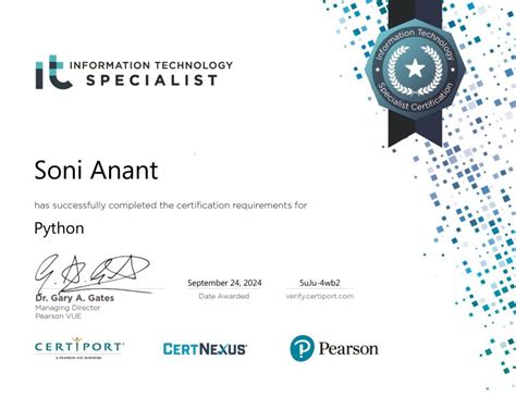 Python Certiport Certification Krmangalamuniversity… Anant Soni