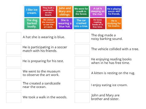 Paraphrase Exercise 1 Match Up Paraphrase Exercise 1 Match Up