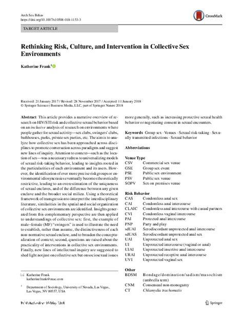 Pdf Rethinking Risk Culture And Intervention In Collective Sex