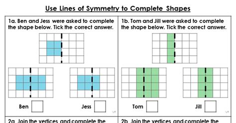use lines of symmetry to complete shapes varied fluency classroom