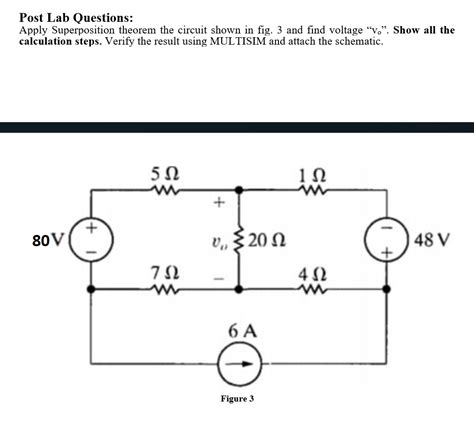 solved post lab questions apply superposition theorem the