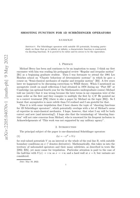 pdf shooting function for 1d schrodinger operators