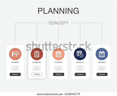 Planning Clipboard Calendar Schedule Timetable Icons Stock Vector Royalty Free 2248046779