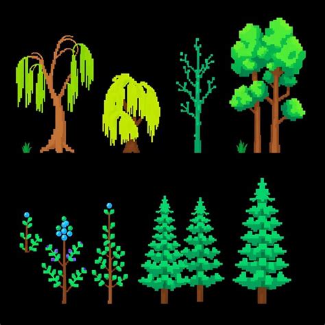 Willow Trees Poplar Trees Juniper Bushes Cedar Trees Pixel Willow Trees