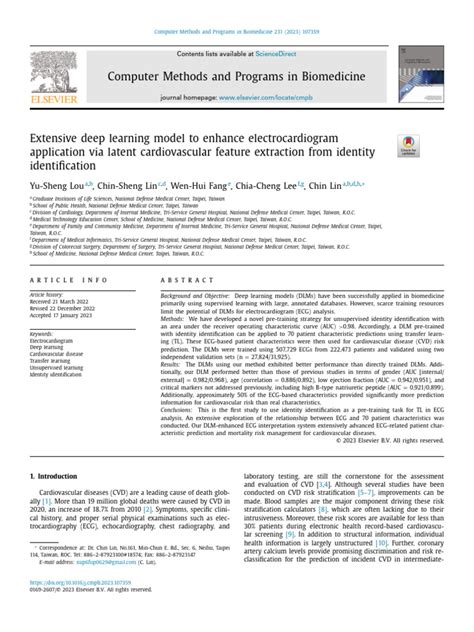 Extensive Deep Learning Model To Enhance Electrocardio 2023 Computer Methods Pdf