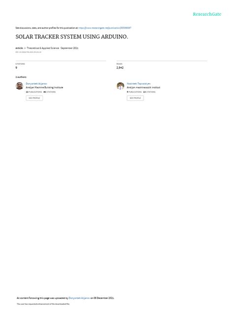 Solar Tracker System Using Arduino Pdf Arduino Solar Panel