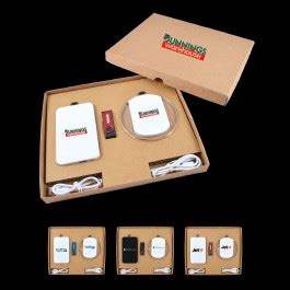 Quantum Wireless Charger Usb Power Bank Cardboard Gift Set
