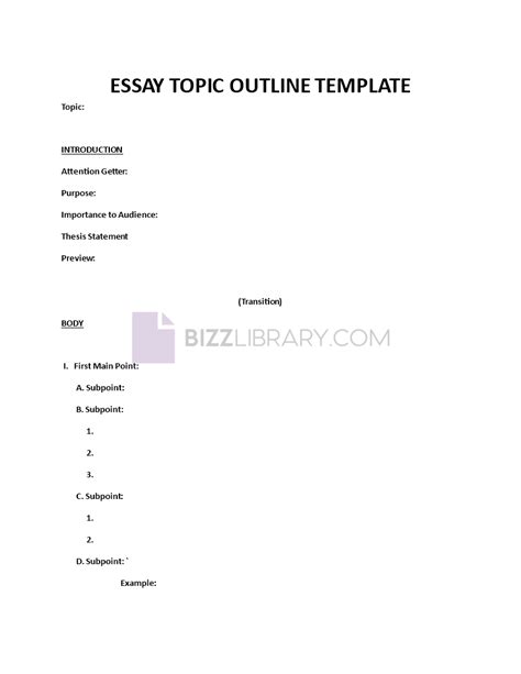 Essay Topic Outline Template