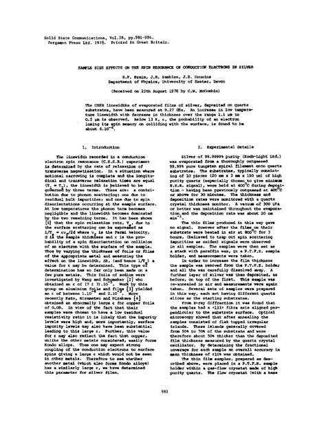Pdf Sample Size Effects On The Spin Resonance Of Conduction Electrons In Silver Dokumen Tips