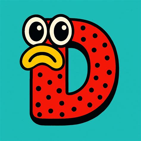 Cheerful Cartoon Dragon Shaped Like Letter D Illustration Monogram Playground