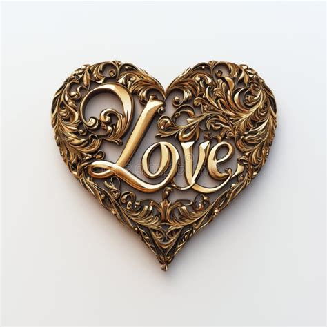 Elegant Ornate Heart Design Featuring Intricate Swirls And Classic Script Typography Of Love In