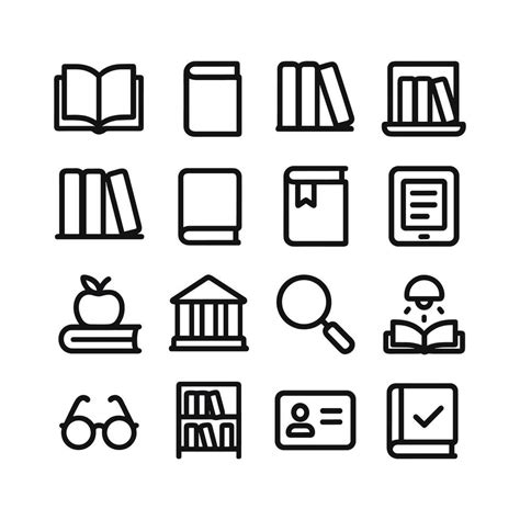 Outline Minimalist Education And Library Icon Set Symbols Collection