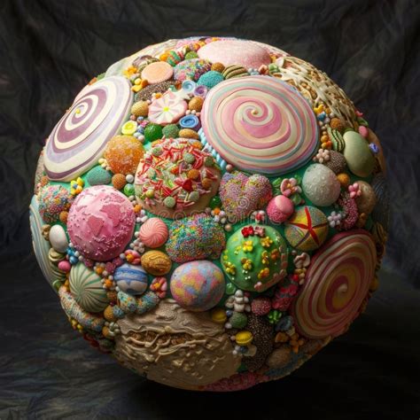 Colorful Abstract Globe Composed Of Various Candies And Sweets