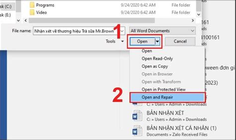 Hướng Dẫn Sửa Lỗi Không Mở được File Word Thành Công