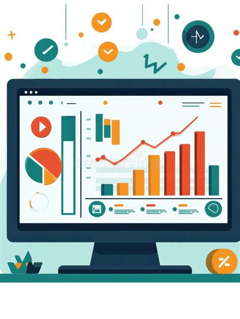 Visual Representation Of Data Analysis On A Computer Screen With Colorful Graphs And Charts In A