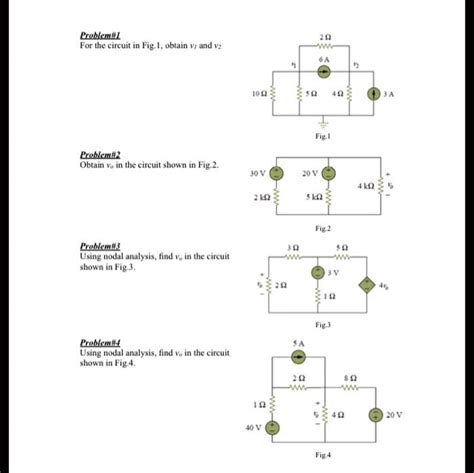problem 1 for the circuit in fig 1 obtain v1 and v2 problem 2 obtain vo in the circuit shown