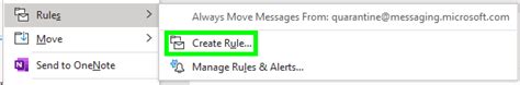 microsoft outlook desktop create an inbox rule for microsoft defender