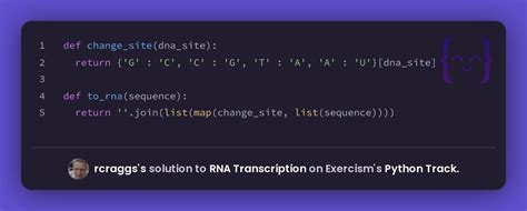 Rcraggss Solution For Rna Transcription In Python On Exercism