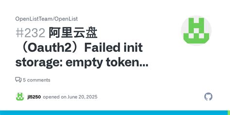 阿里云盘（oauth2）failed Init Storage Empty Token Returned From Official Api · Issue 232