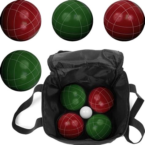 Bocce Ball Set Red And Green Balls Pallino And Carrying Case By Hey