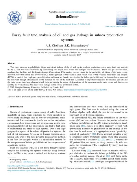 pdf fuzzy fault tree analysis of oil and gas leakage in subsea
