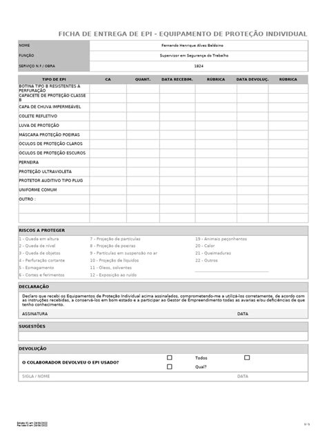 Ficha De Epi Pdf