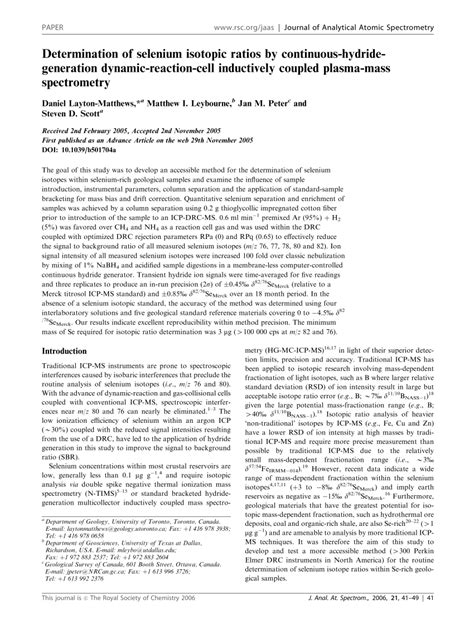 [pdf] determination of selenium isotopic ratios by continuous hydride