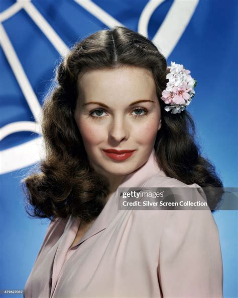 American Actress Jeanne Crain Wearing A Flower In Her Hair Circa