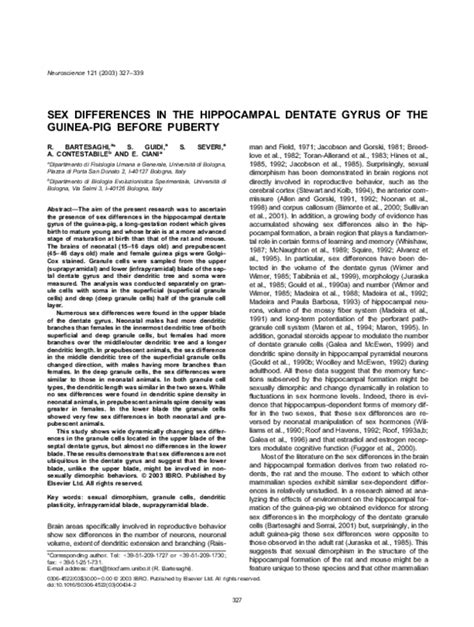 Pdf Sex Differences In The Hippocampal Dentate Gyrus Of The Guinea