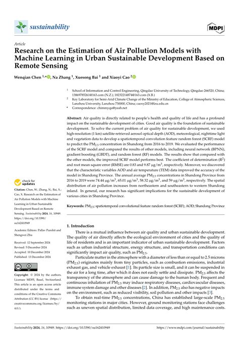 Pdf Research On The Estimation Of Air Pollution Models With Machine Learning In Urban
