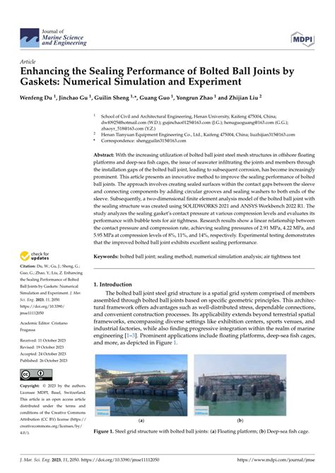 Pdf Enhancing The Sealing Performance Of Bolted Ball Joints By Gaskets Numerical Simulation