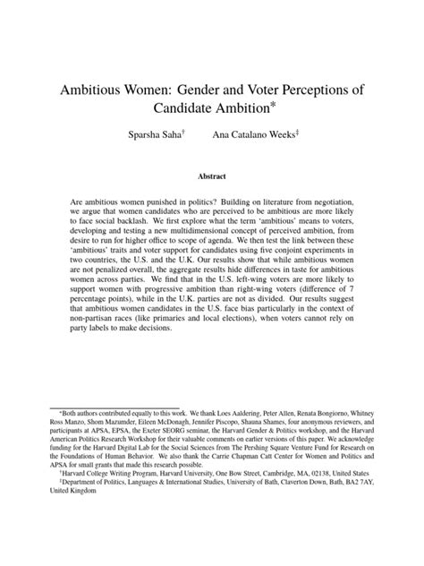 Ambitious Women Final Pb Pdf Sampling Statistics Gender
