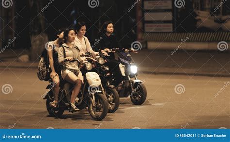 Women Riding Bike Farming Work Drying Rice Lac Village Vietnam