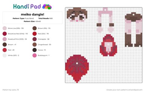 Meiko Dangle Fuse Bead Pattern Kandi Pad Kandi Patterns Fuse Bead
