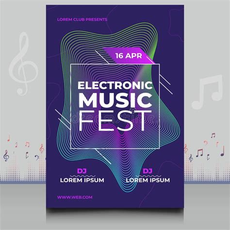 Elegant Electronic Music Festival Flyer In Creative Style With Modern