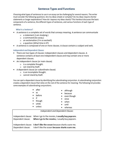Sentence Structure Pdf Sentence Linguistics Clause