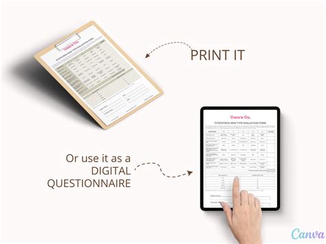 Fitzpatrick Skin Type Evaluation Form Skin Type Questionnaire Laser Ipl Dermatology Forms