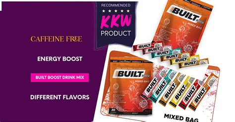 Built Boost 30 Pack Natural Energy Drink Mix 10 000 Daily Vitamin B12 Caffeine Free Gluten Free