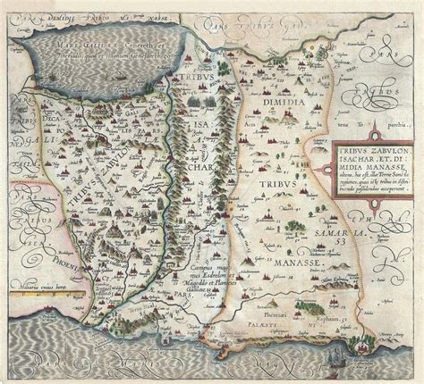 Ancient Map Of The Tribes Of Zebulun Issachar And Manasseh Israel 1