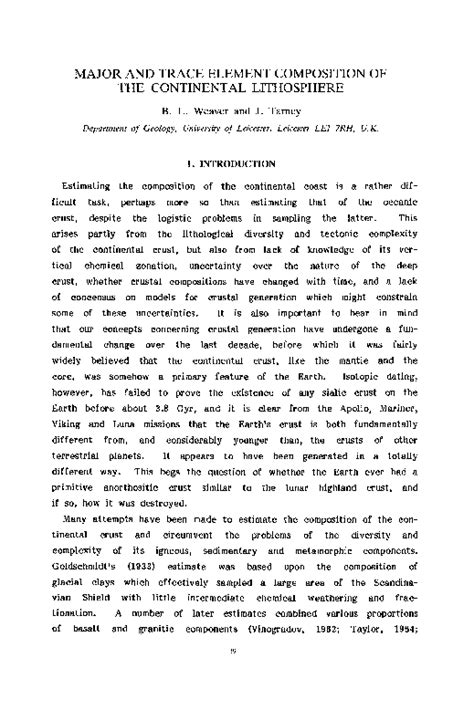 Pdf Major And Trace Element Composition Of The Continental