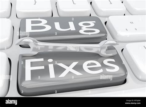 D Illustration Of Computer Keyboard With The Script Bug Fixes On Two Adjacent Gray Buttons