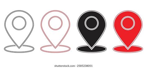 84 location icon set map pointer pin sign symbol red black outline destination icon place