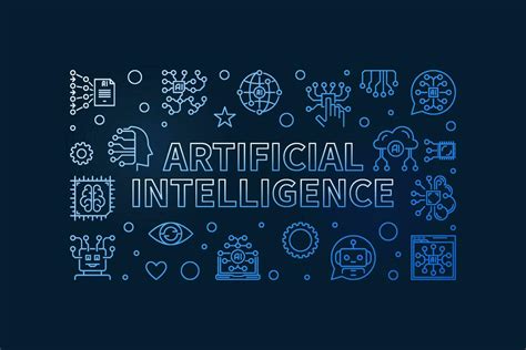 Artificial Intelligence Line Blue Banner Ai Technology Vector