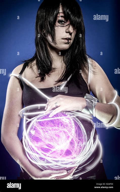 Woman Of The Future Connection And Computing Future Concept Stock Photo Alamy