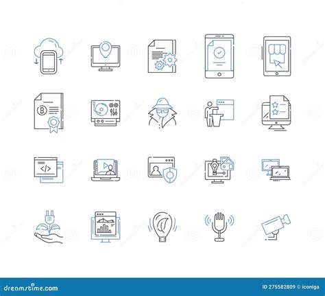 Robotics Program Line Icons Collection Automation AI Coding Sensors