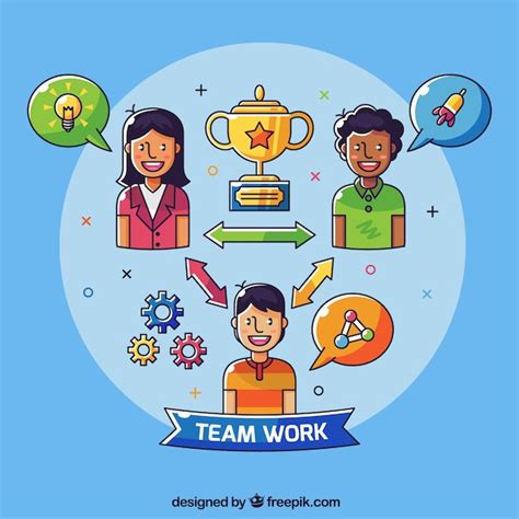 Free Vector Team Work Concept With Flat Design