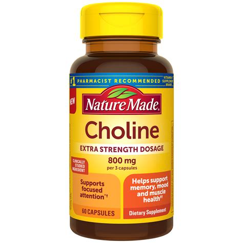 Choline Extra Strength Dosage 800 Mg Per 3 Capsules And Nature Made®
