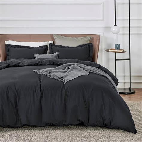 Bedsure Black Duvet Covers Queen Size Soft Brushed