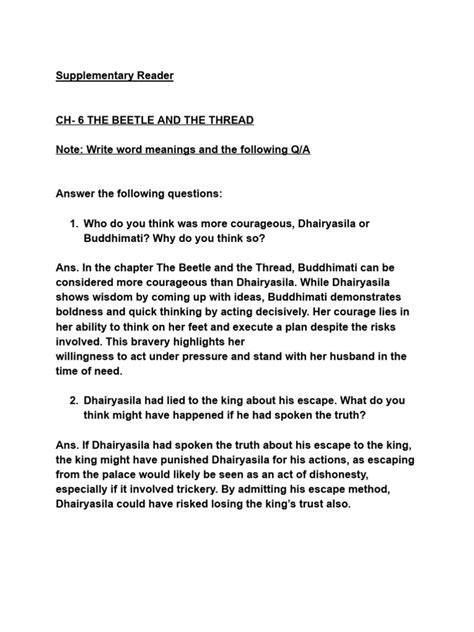 Courage In The Beetle And The Thread Pdf